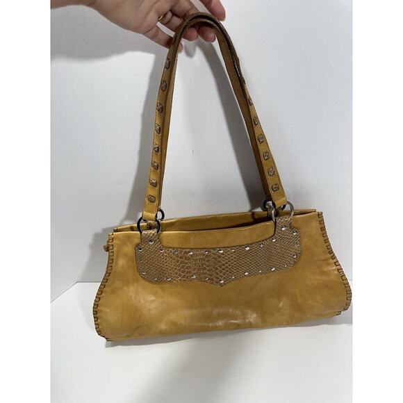 Condotti | Bags | Condotti Italy Vintage Tan Leather Top Handle Studded ...